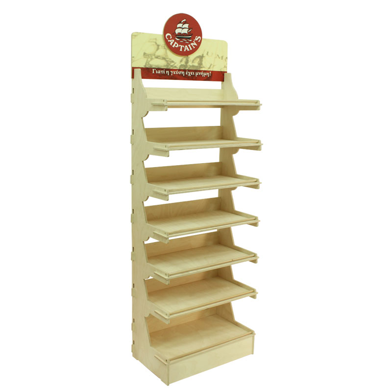 Floor Wooden Display Racks - 5 Tier Retail Wooden Display, Ships Flat-446