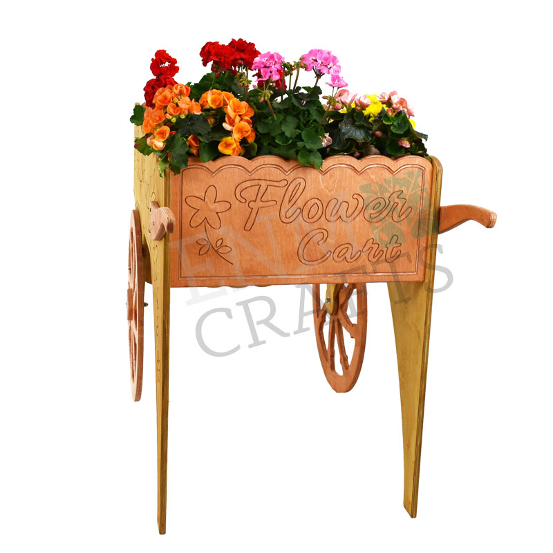 Wooden Cart with wheels - Mobile Wooden Flower Cart-735