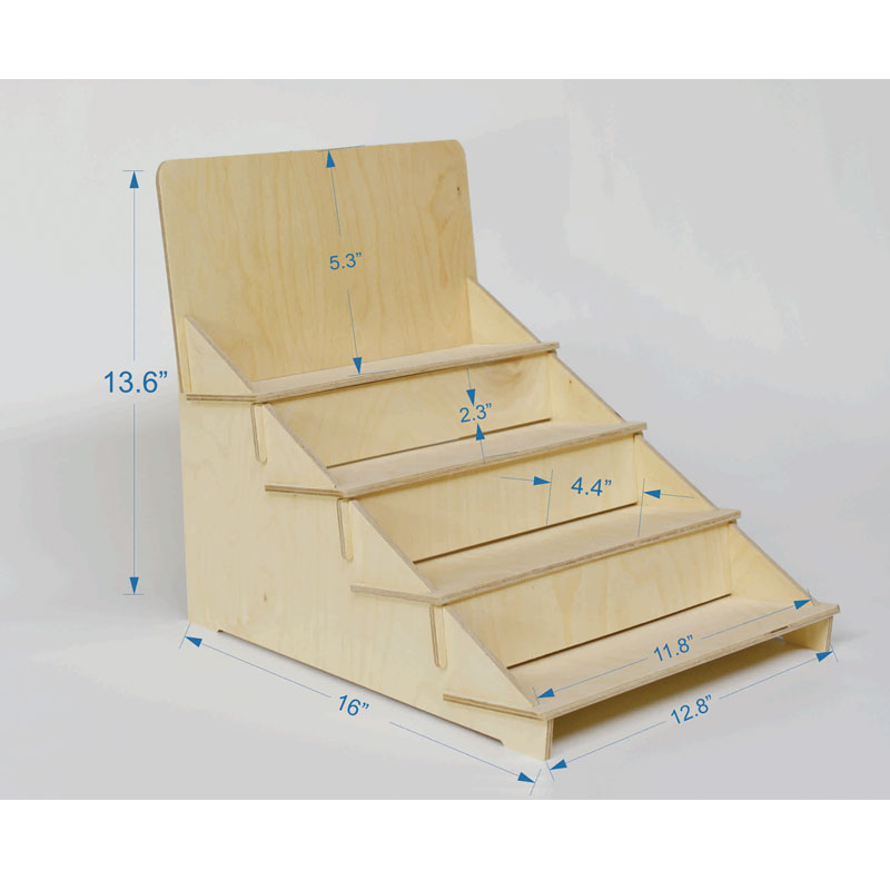 Counter Wooden Racks - Wooden 4-Tier Slanted Angle Countertop Display