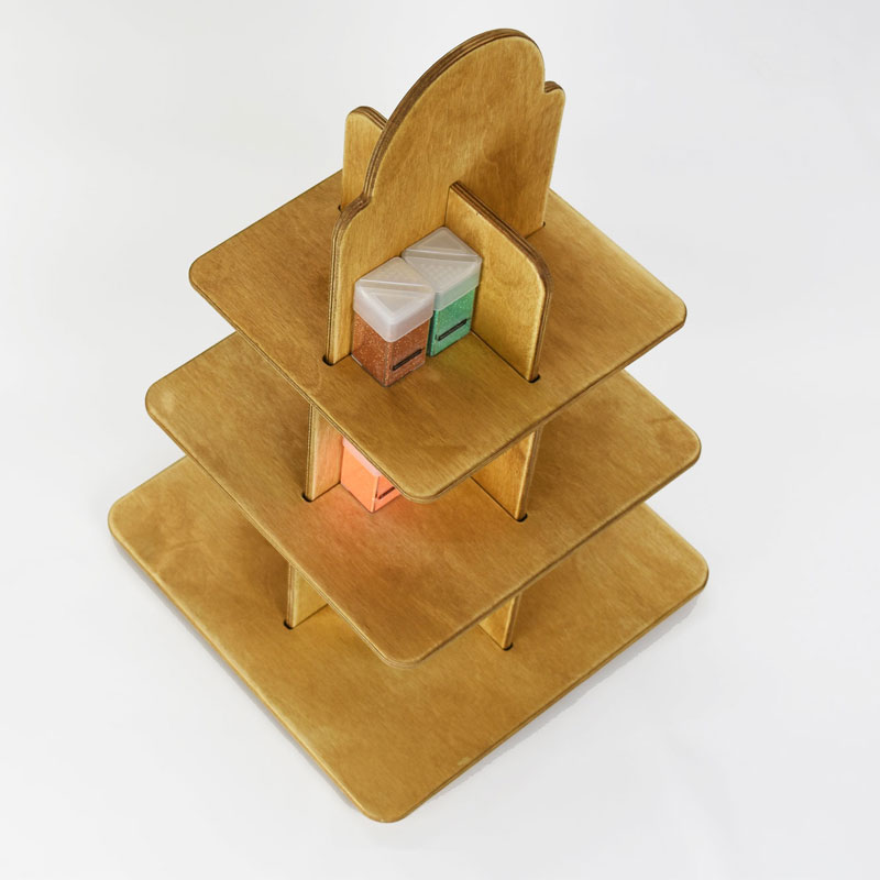 Counter Wooden Racks - 3-Tier Countertop Wooden Display Rack Flat Pack 420