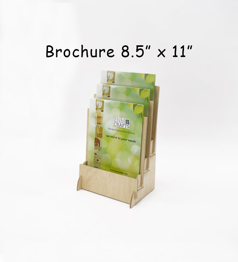 Counter Wooden Racks - 3 Tiered Pockets Wooden Tabletop, Brochure Flyer ...