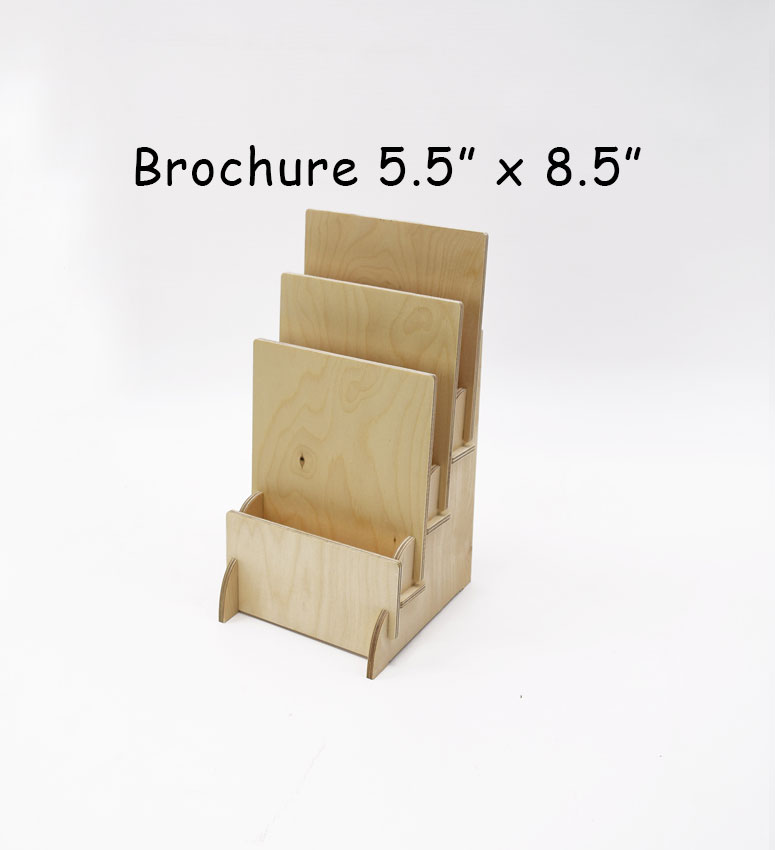 Counter Wooden Racks - 3 Tiered Pockets Wooden Tabletop Brochure Flyer ...