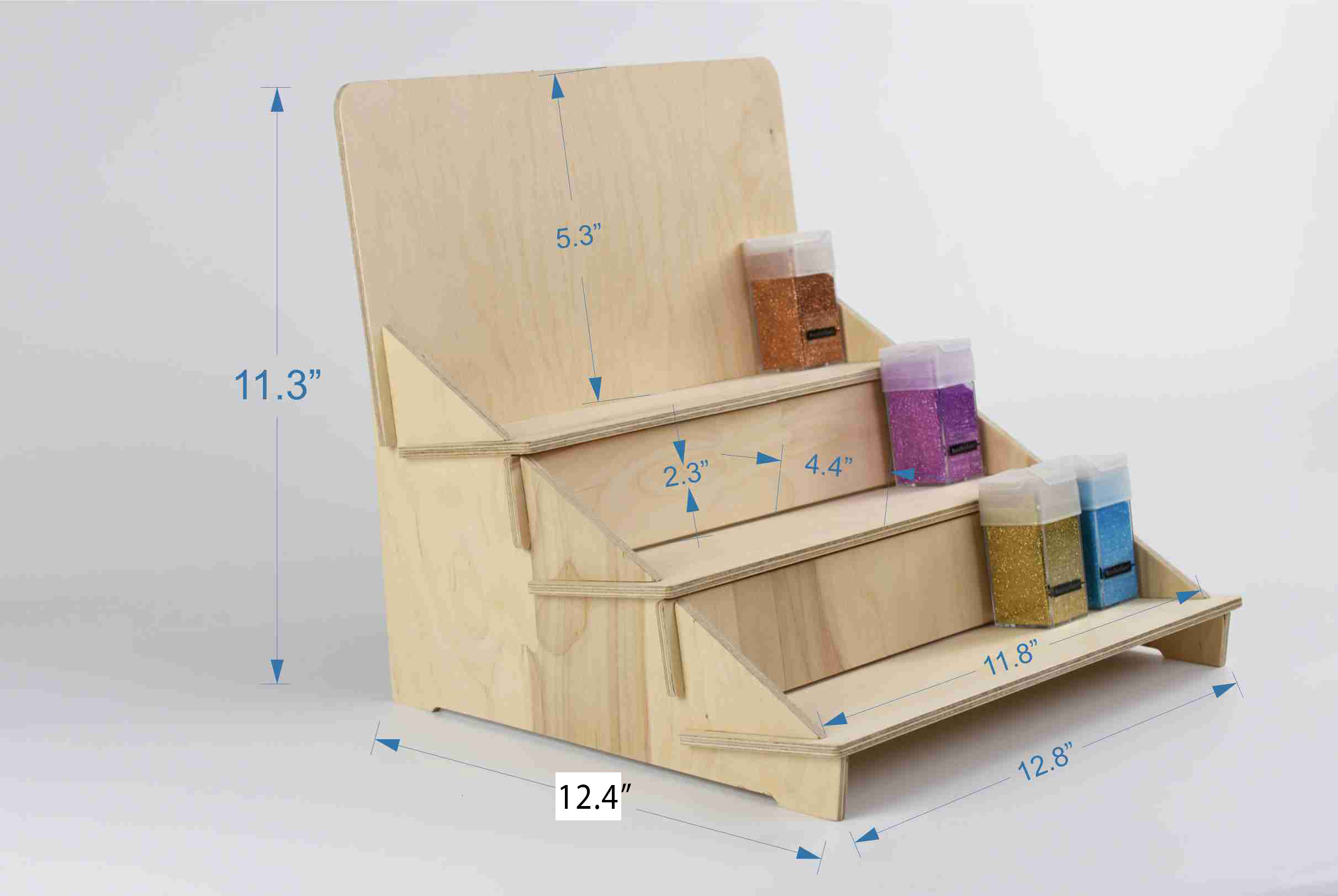 Wooden Retail Displays - Wooden 3-Tier Slanted Angle Countertop Display ...